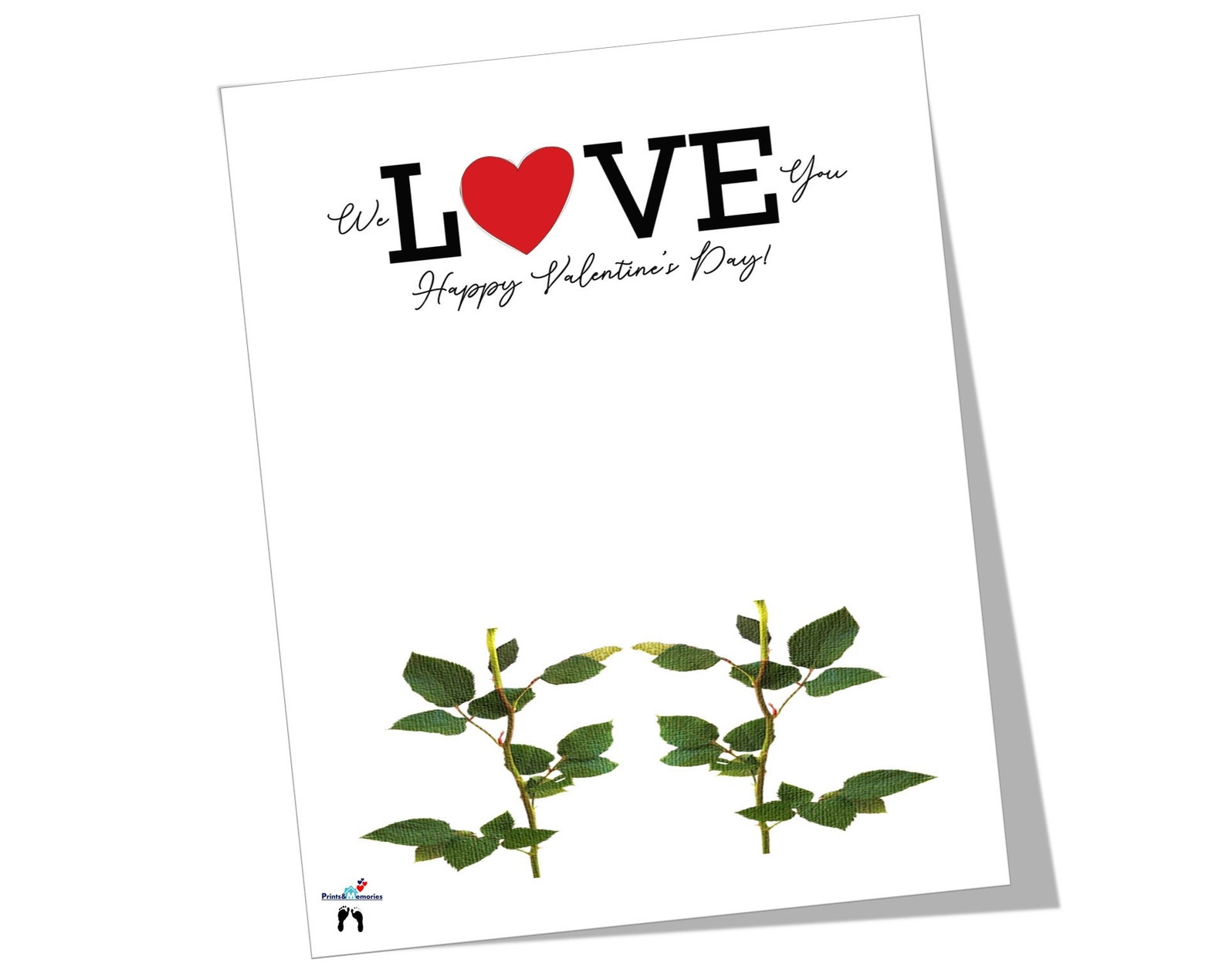 Valentine's Day Handprint Art, 2 Stems Flower Handprint, Sibling ...