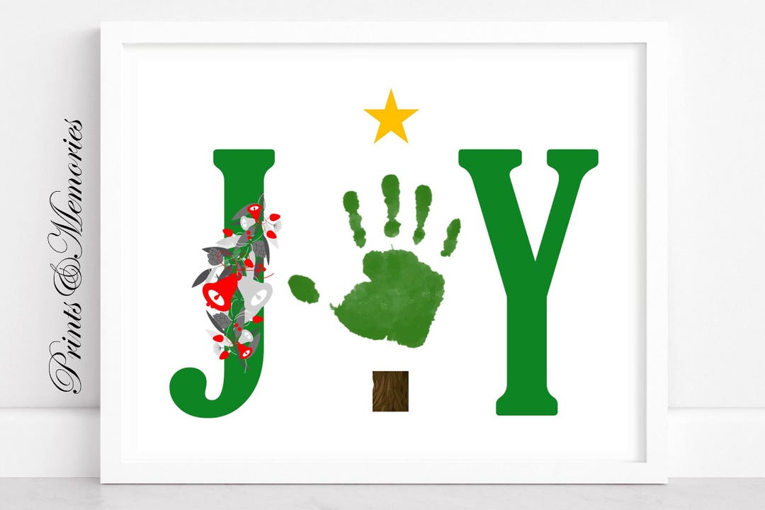 Joy Christmas Tree Handprint Art. DIY Art Card, Christmas Craft for ...