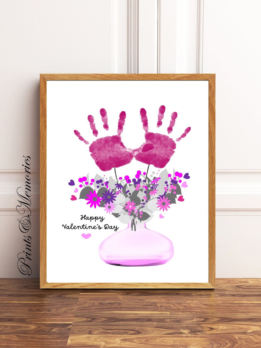 2 Flower Handprints, Valentines Craft, Child/siblings Craft Gift ...
