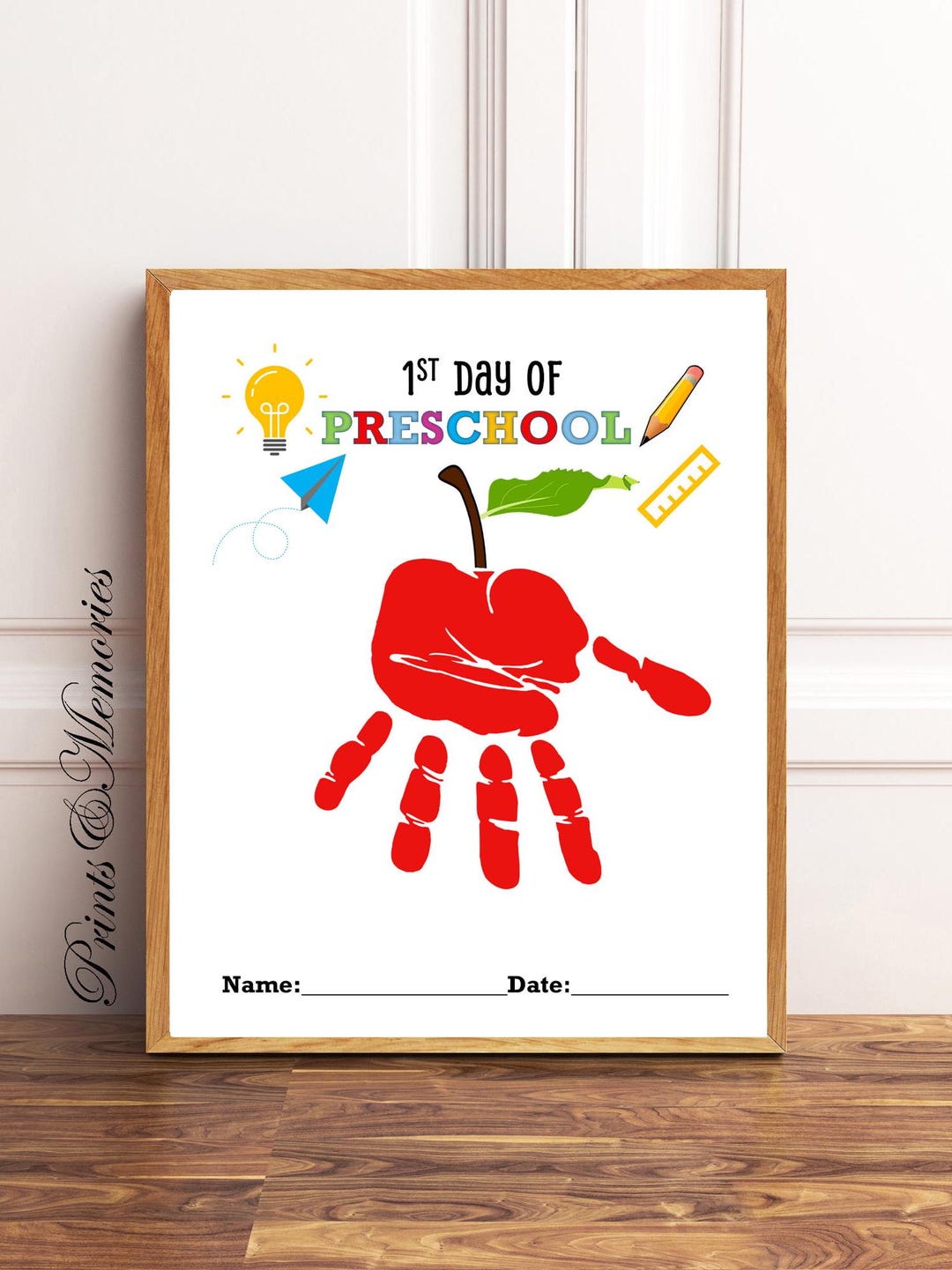 Apple Handprint Craft | Back to School Printable Art | First Day of ...