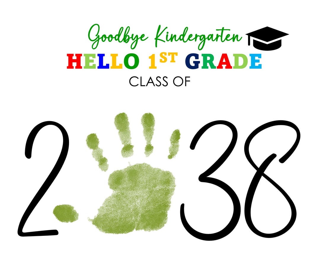 Class of 2038 Graduation Handprint Keepsake: Goodbye Kindergarten ...