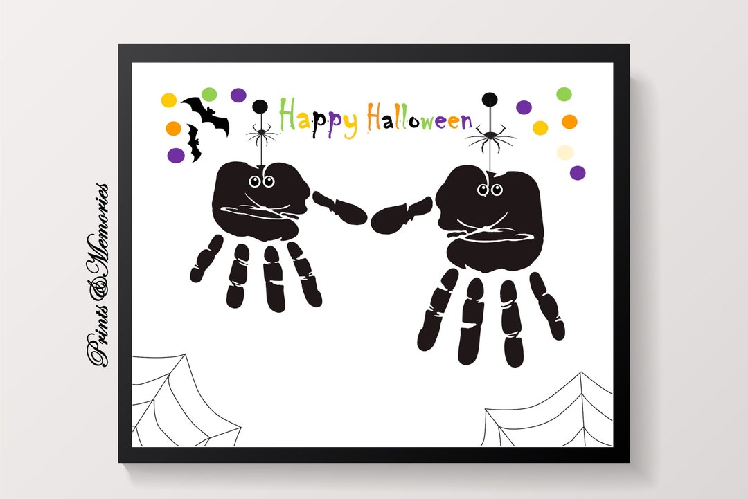 Halloween Craft for Kids, 2 Spiders Handprint , Baby Toddler Kid Art ...