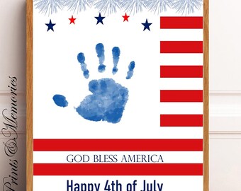 Flag Handprint Craft, God Bless America, Fourth of July Handprint ...