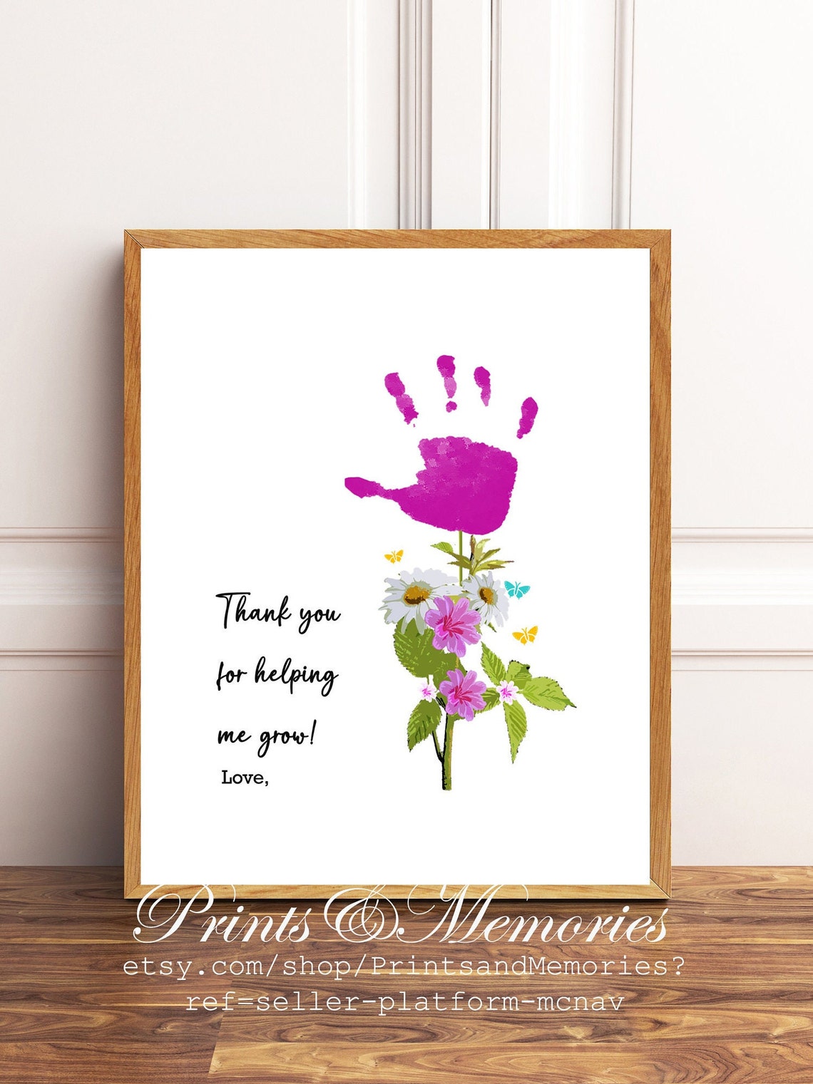Thank You for Helping Me Grow Flower Handprint Art - Etsy