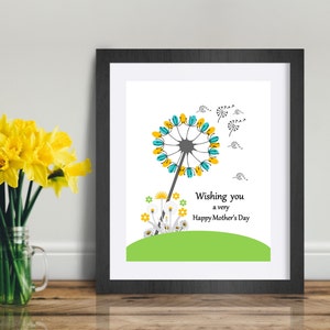 Dandelion Fingerprint Art Craft Mother's Day, Ink Pad Paint Craft ...