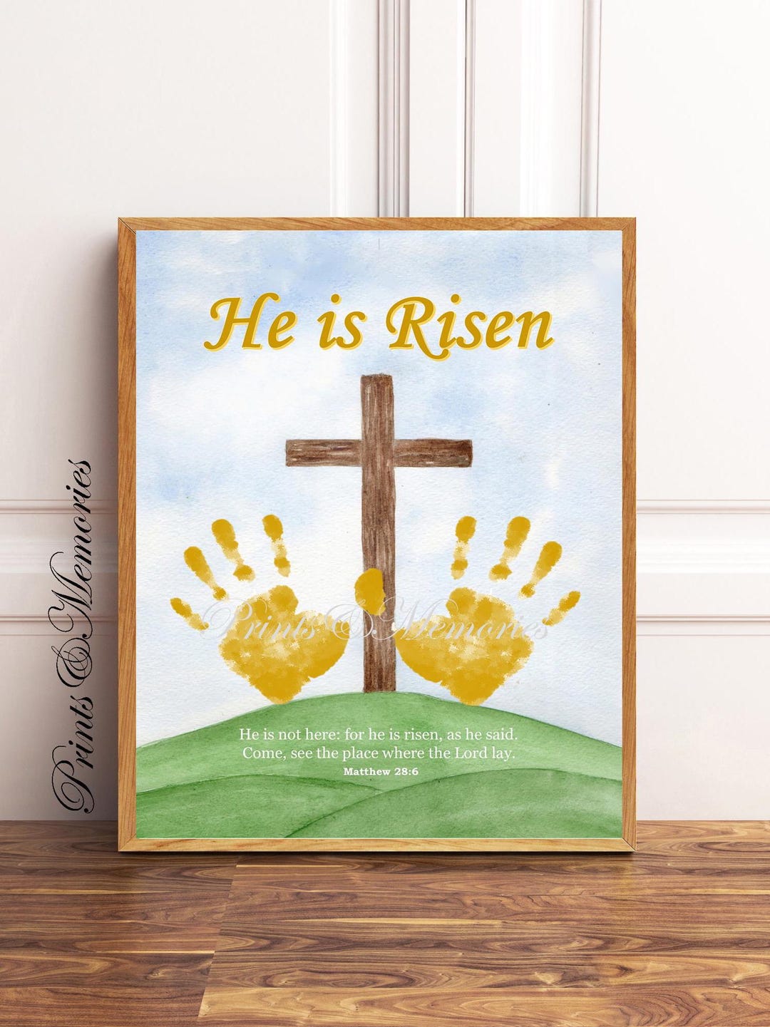 Easter Handprint Art Printable: He is Risen, Sunday School Craft ...