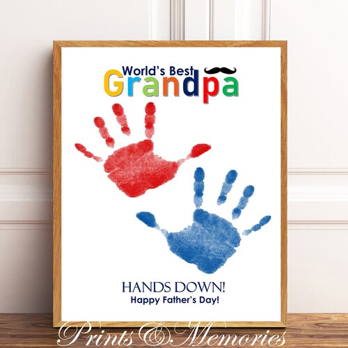 Fathers Day Handprint Art World's Best Dad Hands Down - Etsy