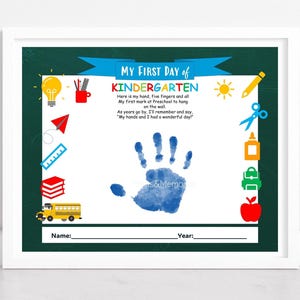 First Day of Kindergarten Handprint Art, Start of School Handprint Art ...