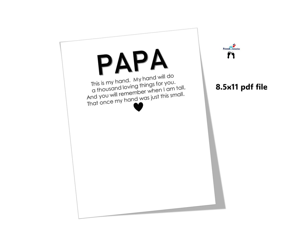 Papa Handprint Poem Art: Father's Day DIY Card (digital Download) - Etsy