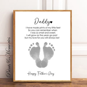 Father's Day Gift for Daddy, Baby Footprint Art Poem, Footprint Art ...
