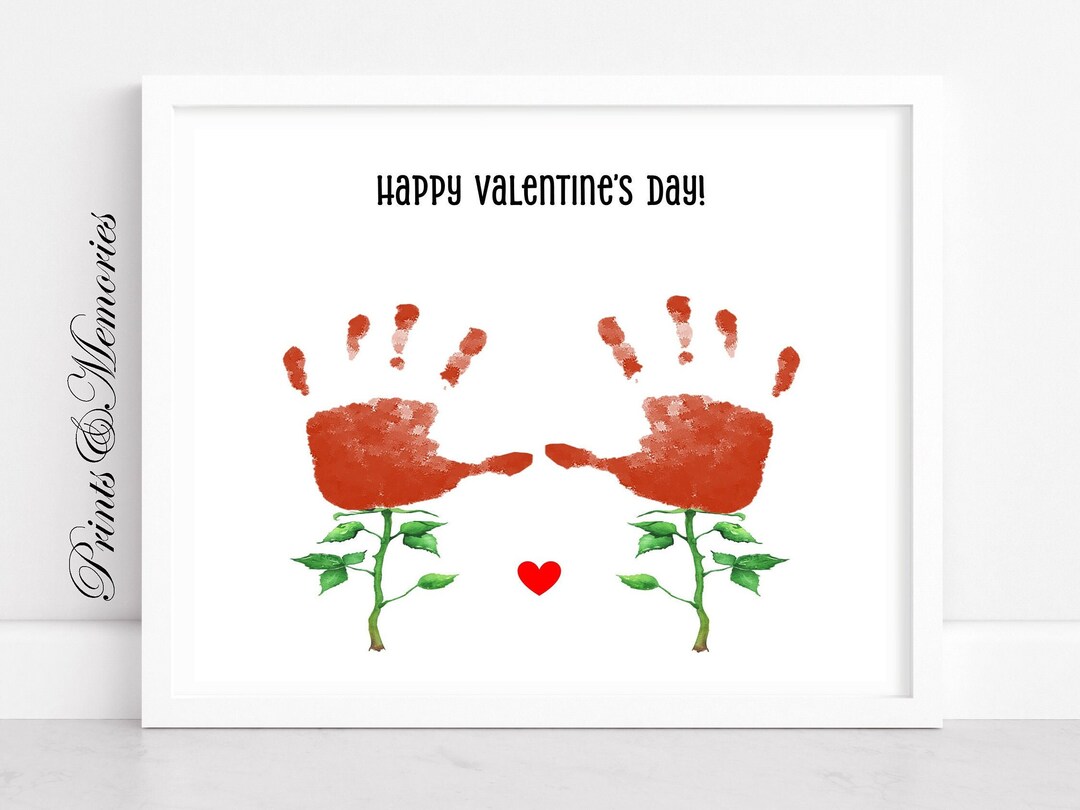 Valentines Day Flower Handprint Art, Roses Handprint, Happy Valentine's ...