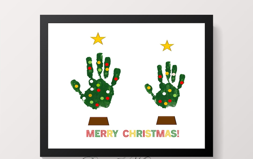 Merry Christmas Handprint Art, Sibling Handprint Art, Christmas ...