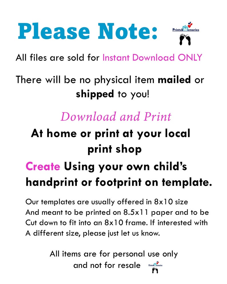 Baby Handprint Footprint Poem Keepsake: Nursery Art (digital Download ...