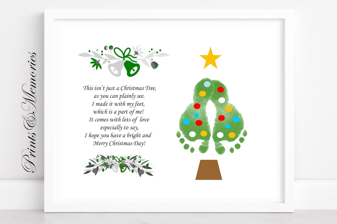 Christmas Tree Footprint Poem, Tree Handprint Art, DIY Card, Baby ...