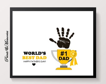 Father's Day Handprint Art Best Dad Trophy Gift for Daddy From Kids and ...