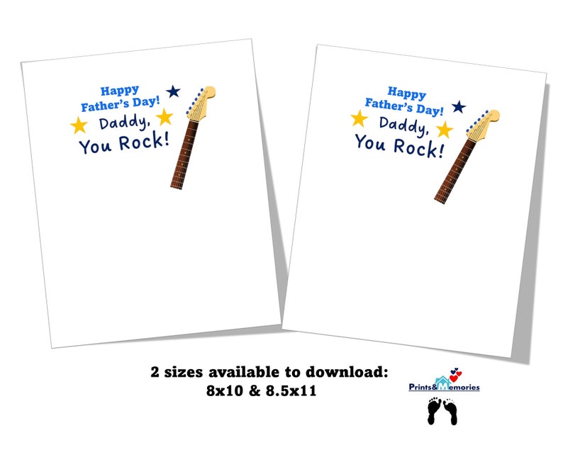 Daddy You Rock Guitar Handprint Art Father's Day Gift - Etsy