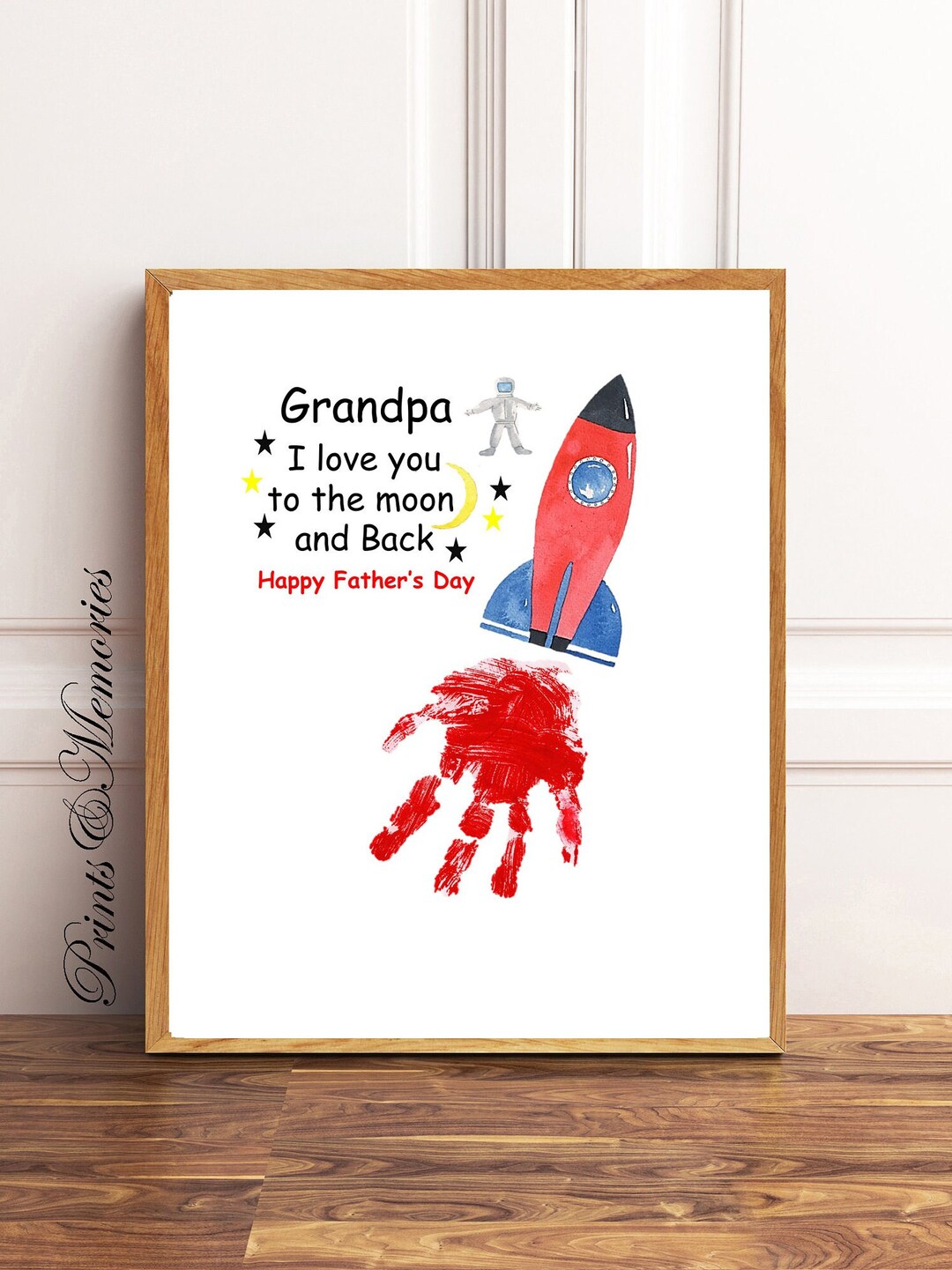 Grandpa/papa I Love You to the Moon and Back, Rocket Handprint Art ...