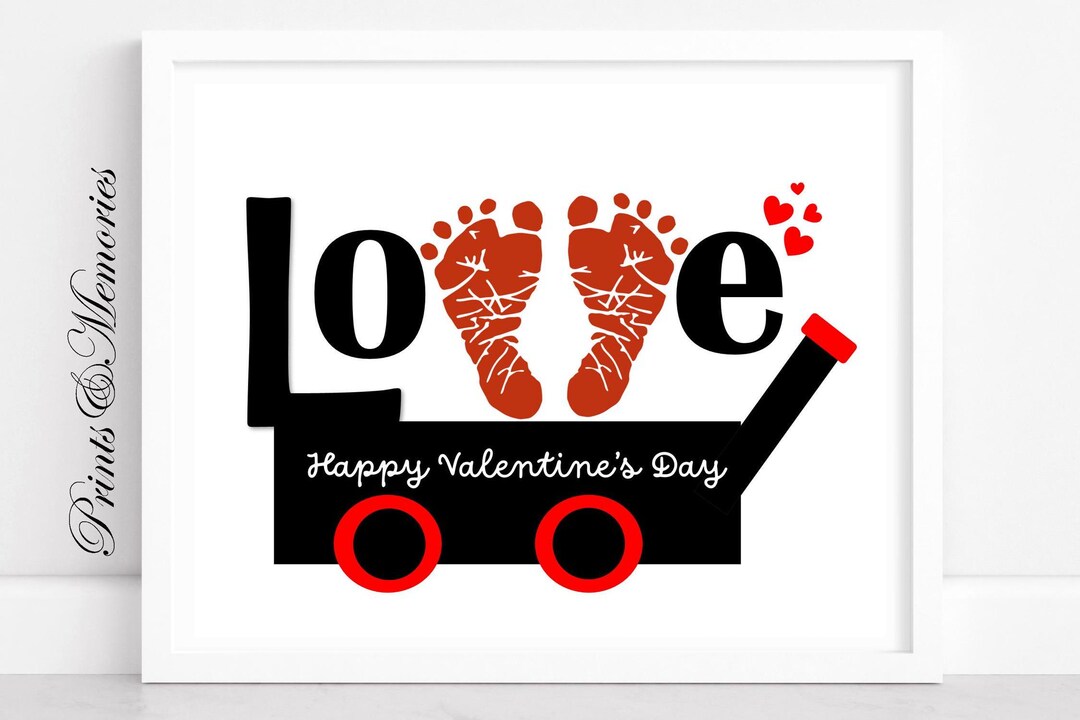 Baby Footprint Art, Valentine's Day Craft, Love Footprint Art, Baby ...