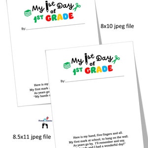 My First Day of 1st Grade Poem Handprint Art, First Day of School ...