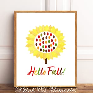 Hello Fall Sunflower Fingerprint Art, Fall Craft for Kids, DIY Art ...