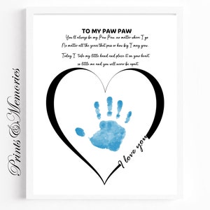 To My Paw Paw Handprint Art Poem, Father's Day/birthday Gift for Paw ...