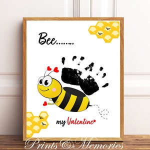 Bee My Valentine, Bee Handprint Art, Valentine's Day Gift, Bee Art ...
