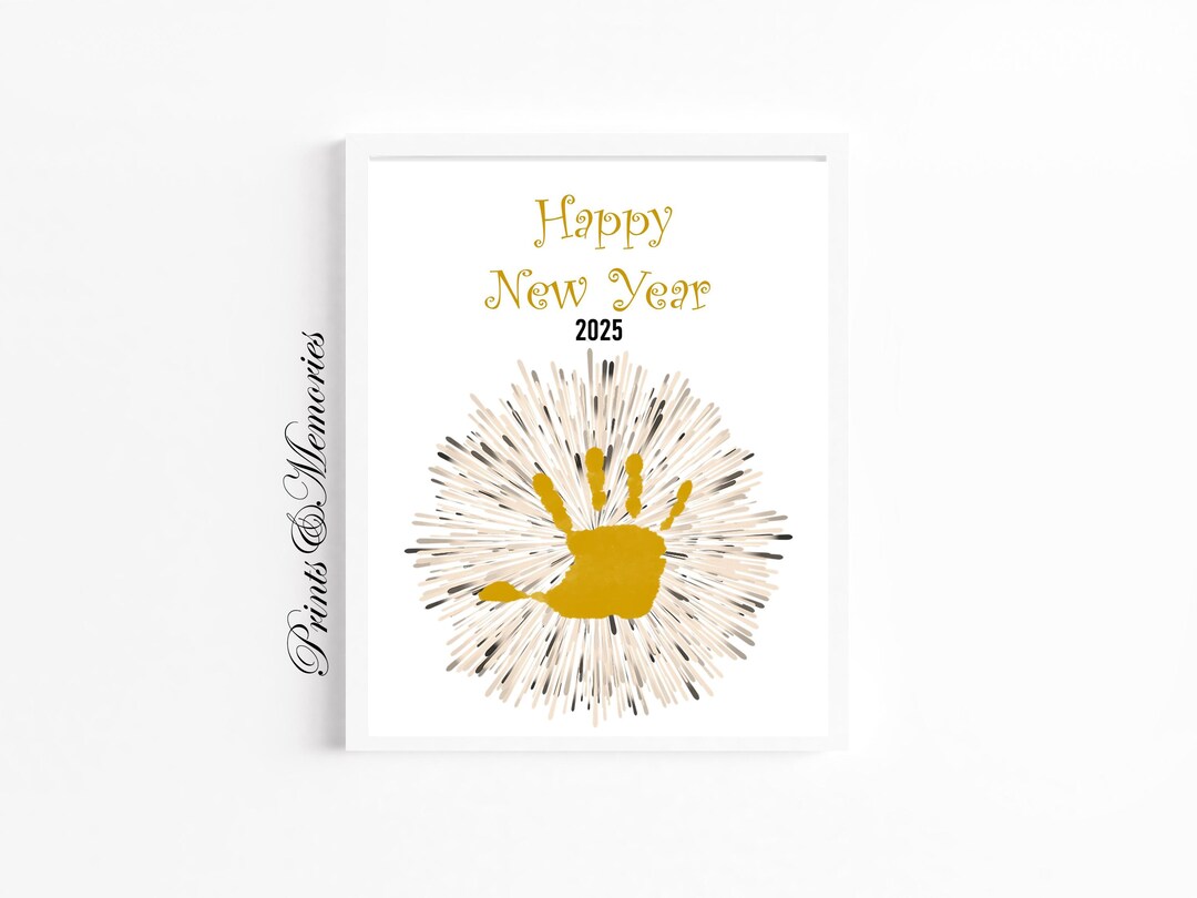 New Years Handprint Art, Year 2025, Happy New Year Printable Template ...