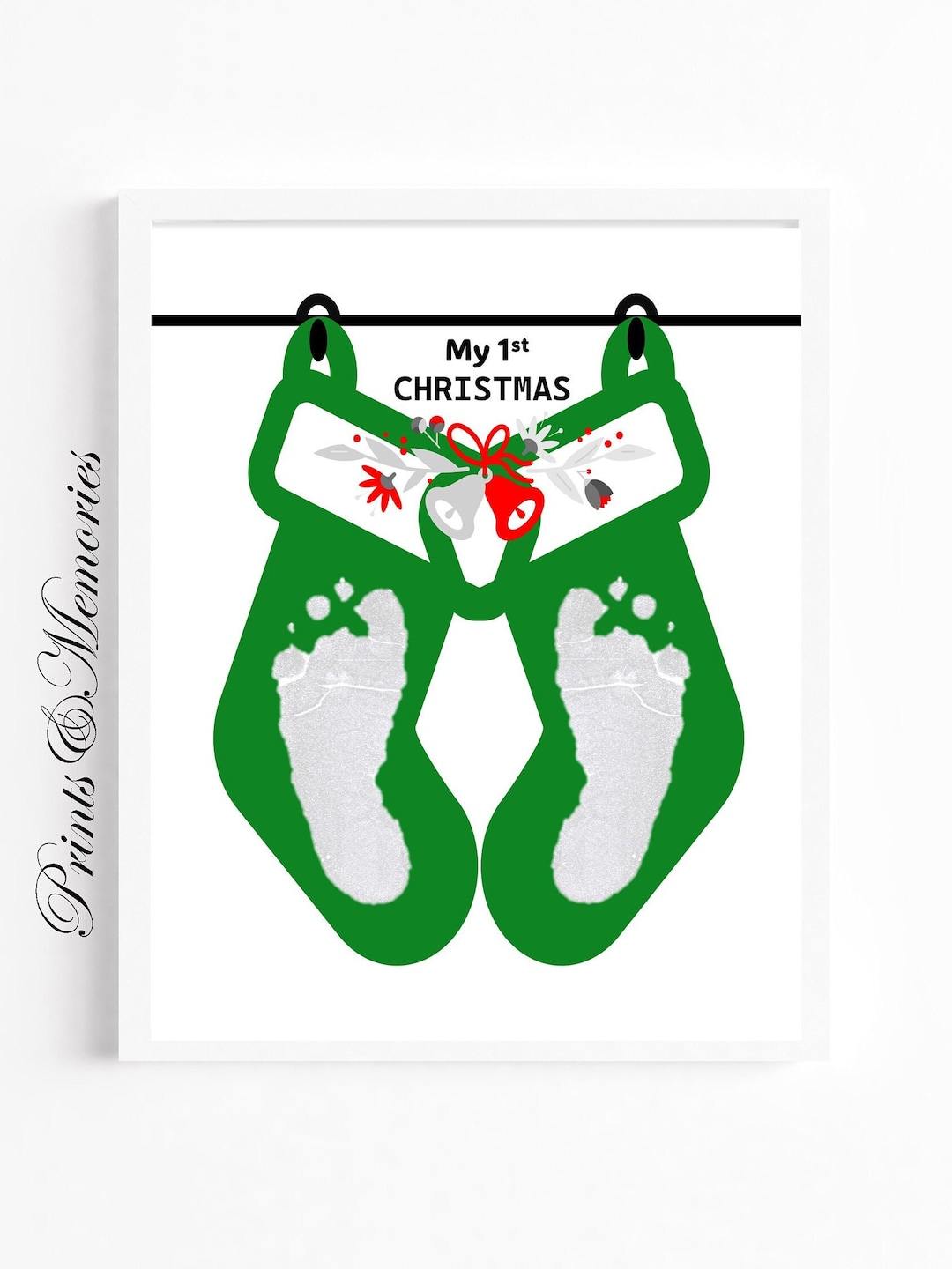 Baby First Christmas Footprint Art, Christmas Stocking Footprints, DIY ...