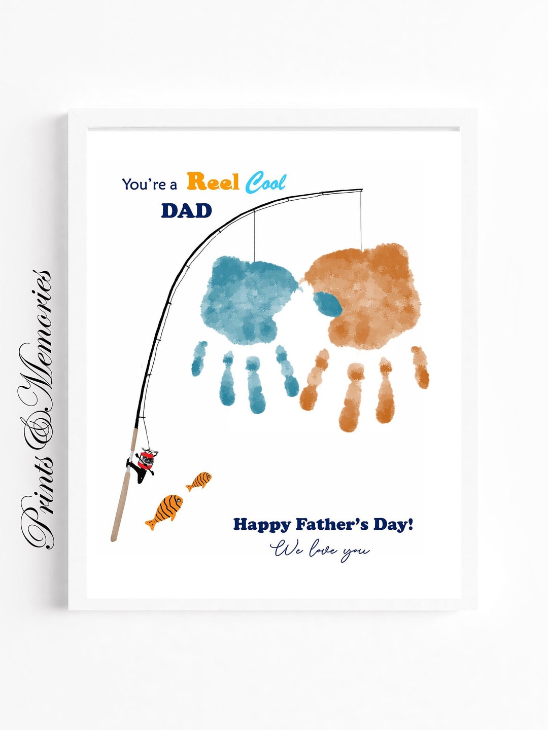 You're a Reel Cool Dad Handprint Art, Fishing Handprint Craft ...