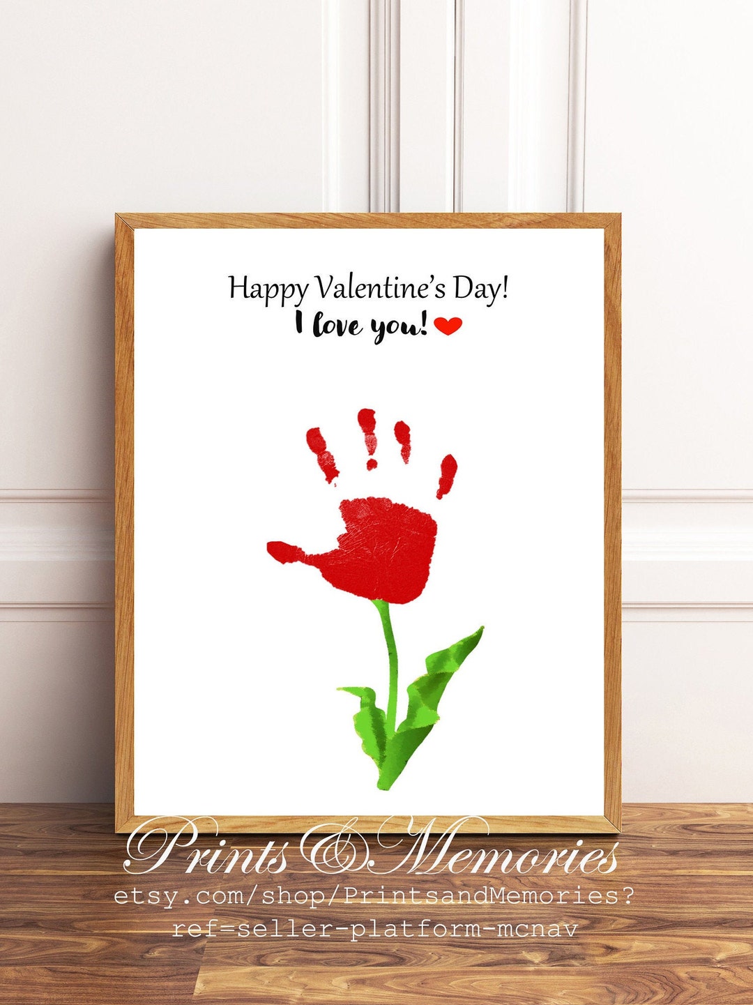 Valentine's Day Craft DIY, Flower Handprint Craft, Toddler Handprint ...