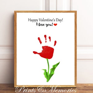 Valentine's Day Craft DIY, Flower Handprint Craft, Toddler Handprint ...