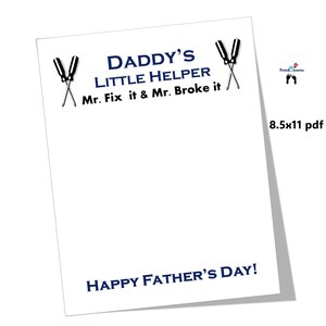 Daddy's Little Helper/helpers Handprint Art, Mr. Fix It and Mr. Broke ...