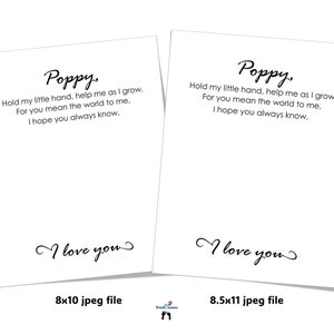Gift for Poppy/poppie, Hold My Little Hand Poem, Handprint Art Keepsake ...