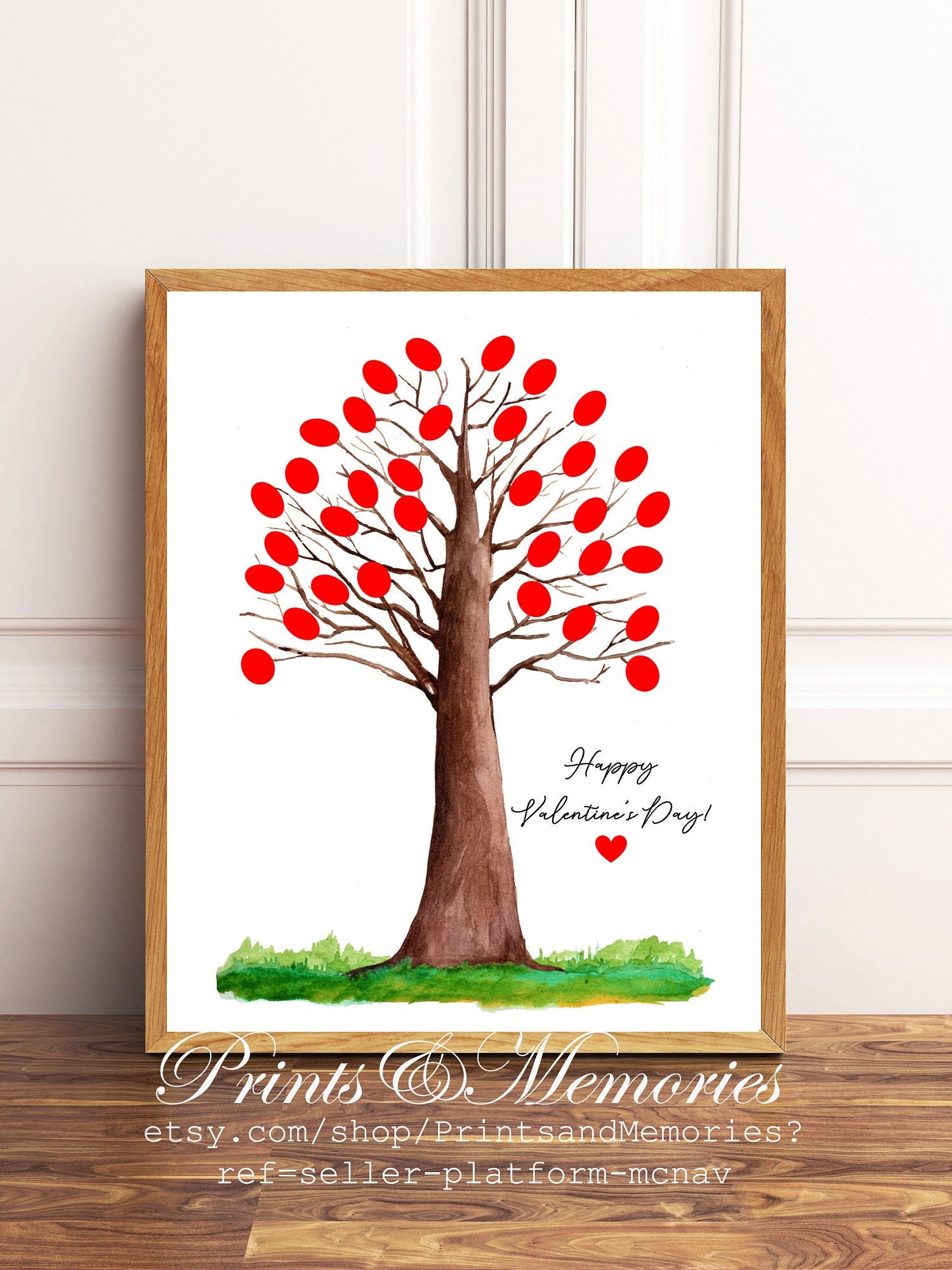 Tree Fingerprint Handprint Art Valentine's Day Craft for - Etsy