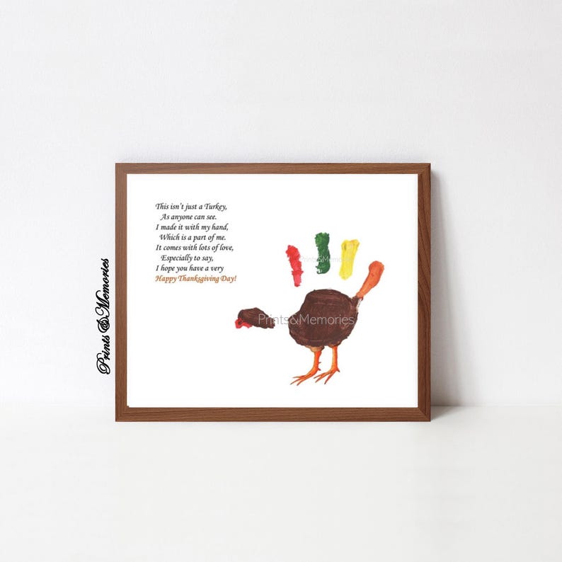 Thanksgiving Handprint Craft for Kids, Turkey Keepsake Poem Craft, Fall ...