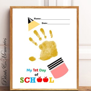 First Day of School, Pencil Handprint Art, First Day of School Craft ...