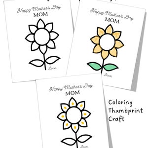 Mother's Day Craft for Kids, Thumbprint Fingerprints, Sunflower Flower ...