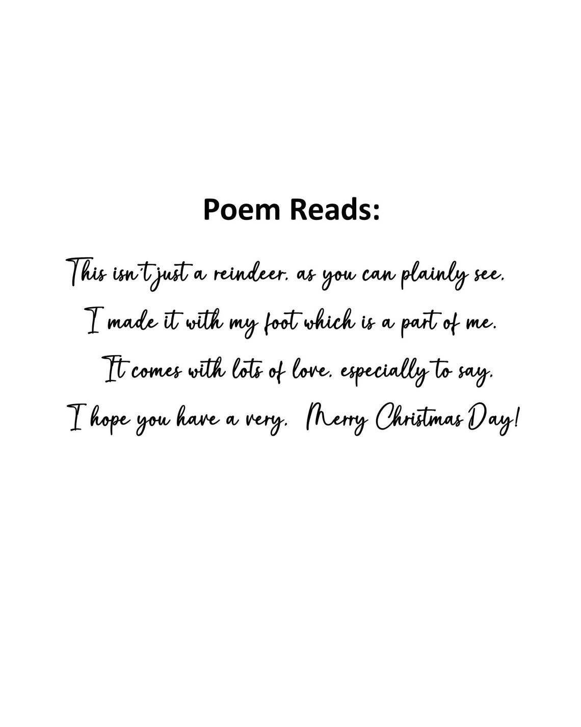 Reindeer Footprint Art: Christmas Keepsake Poem (digital Download) - Etsy