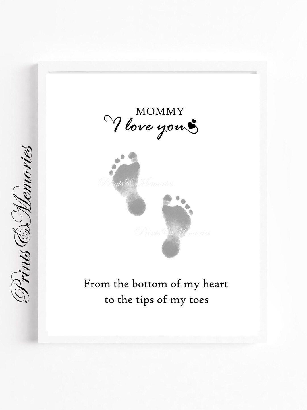 Gift for Mommy, Mother's Day Footprint Art, I Love You From the Bottom ...