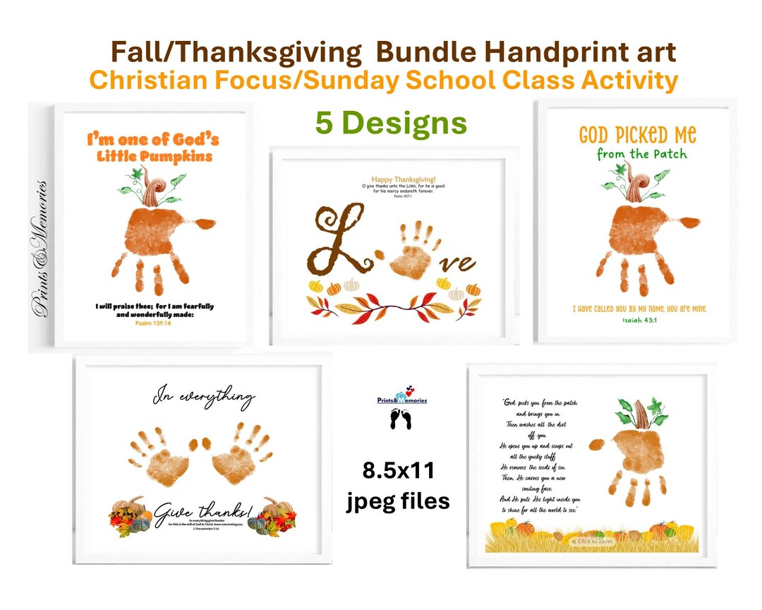 Thanksgiving Handprint & Footprint Art Bundle – 5 Fall Craft Printables ...
