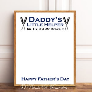 Daddy's Little Helper/helpers Handprint Art Mr. Fix It - Etsy