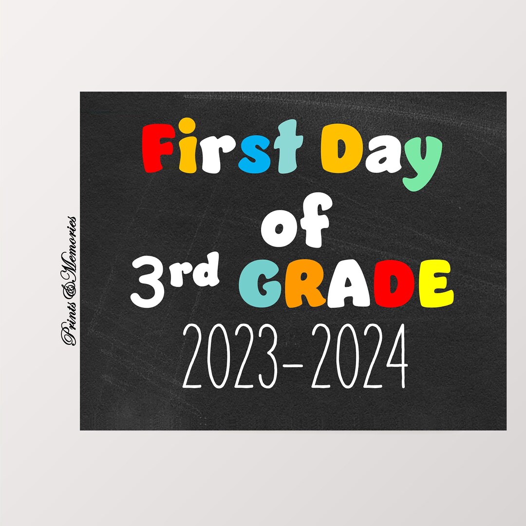 First Day of Third Grade Sign, Back to School Sign, 3rd Grade School ...