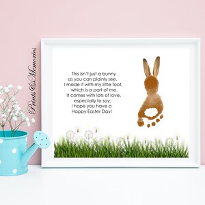 Easter Bunny Footprint Art Poem, Baby Toddler Kid Craft, DIY Art Card ...