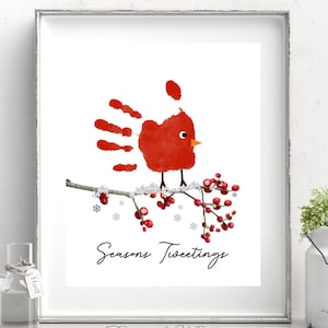 Red Cardinal Handprint Art, Seasons Tweetings Printable, DIY Handprint ...