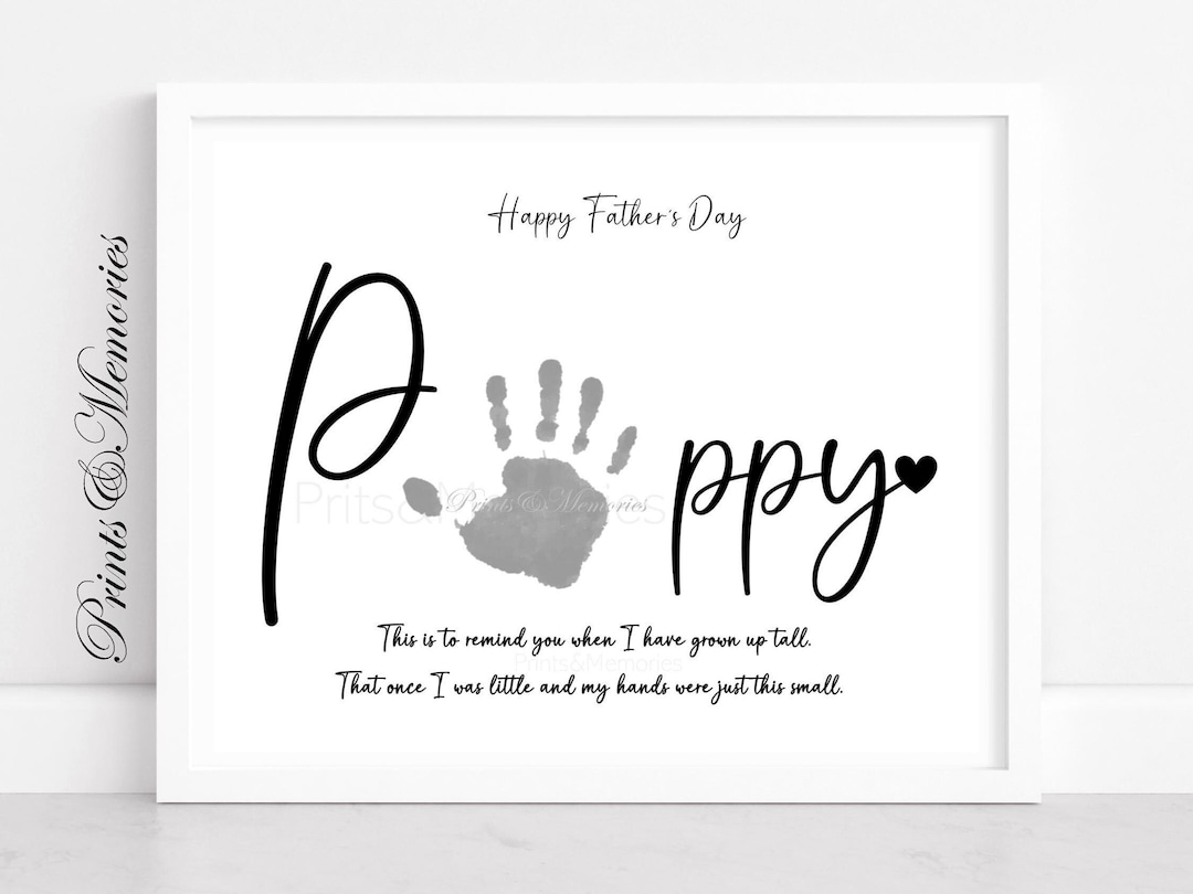 Poppy Handprint Art Poem, Gift for Poppy From Grandkid, DIY Handprint ...
