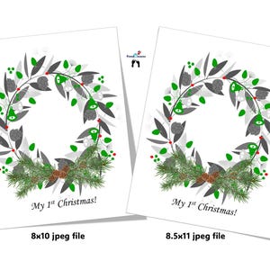 Baby First Christmas Footprint Handprint Art Keepsake, Christmas Wreath ...