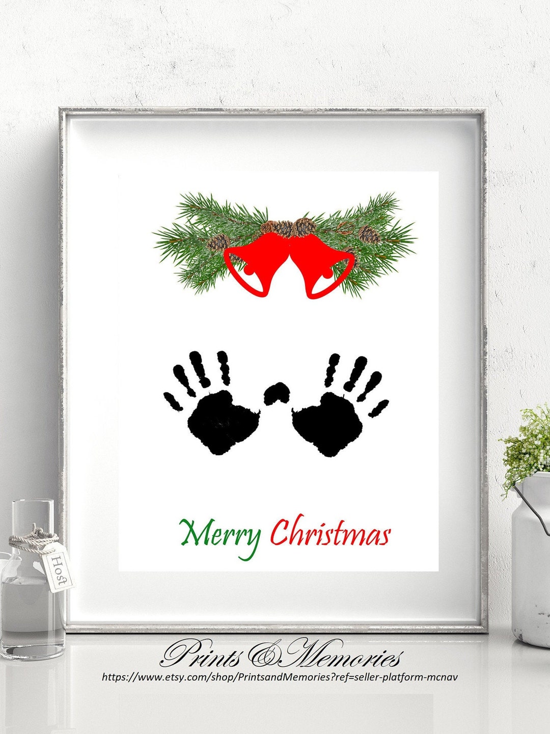 Merry Christmas Handprint Art, Christmas Handprint Keepsake, DIY ...