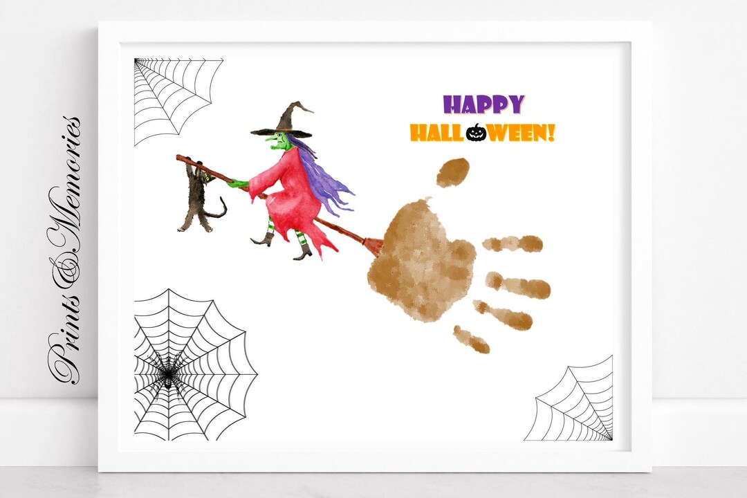 Halloween Witch's Broom Handprint Art, Happy Halloween Craft for Kids ...