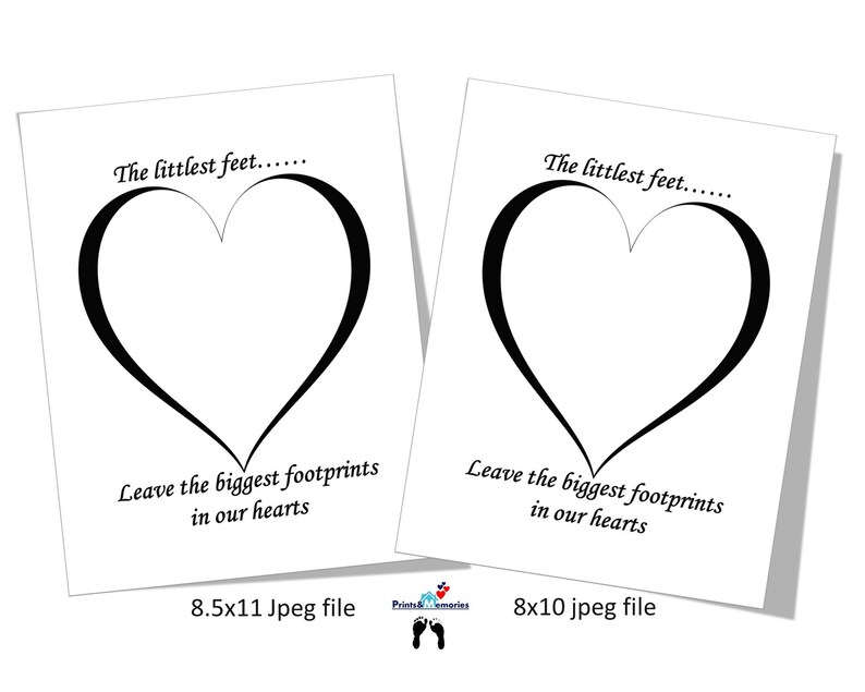 Baby Footprint Heart Art: DIY Keepsake Card (digital Download 8x10, 8 ...