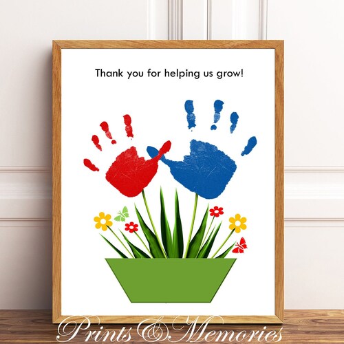 Printable Flower Handprint Art Thank You for Helping Me Grow - Etsy UK